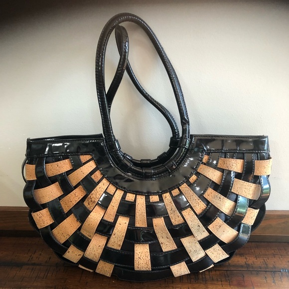 Sondra Roberts | Bags | Sandra Roberts Black And Tan Woven Handbag ...